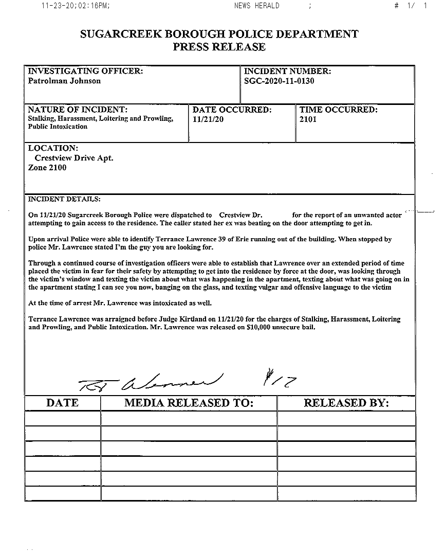 Stalking, harassment – Venango Extra.com