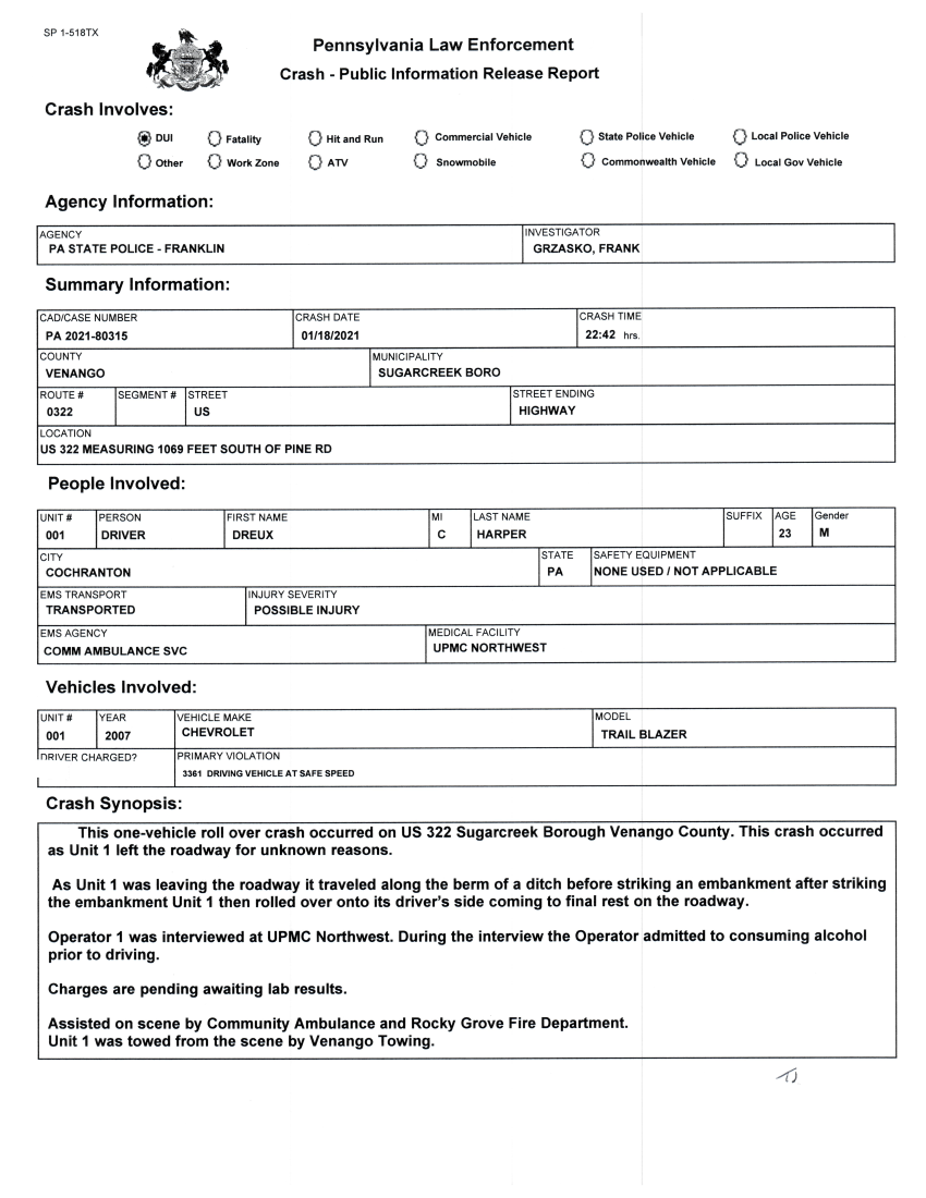 Sugarcreek crash – Venango Extra.com