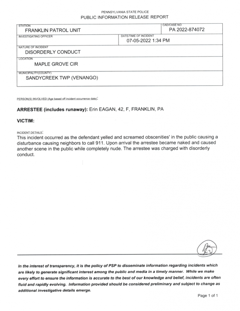 Disorderly conduct – Venango Extra.com