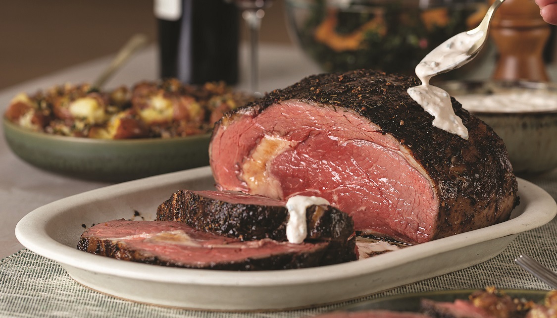 Pepper-Crusted Prime Rib with Creamy Horseradish Sauce and Crushed ...